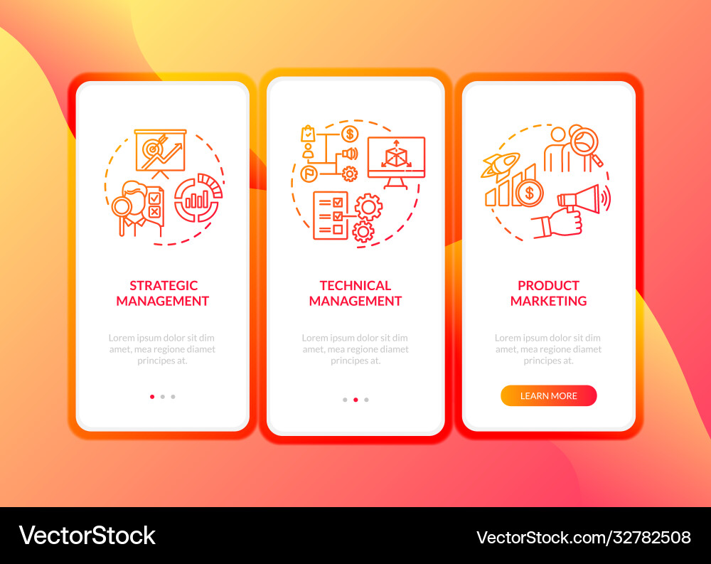 Business management onboarding mobile app page Vector Image