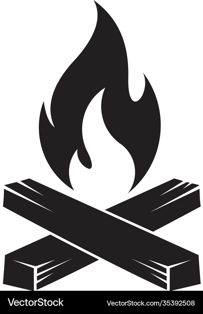 Camp fire icon camping clip art isolated on white Vector Image