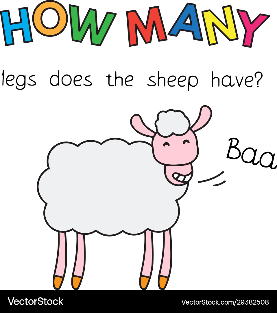 Cartoon sheep counting game for kids Royalty Free Vector