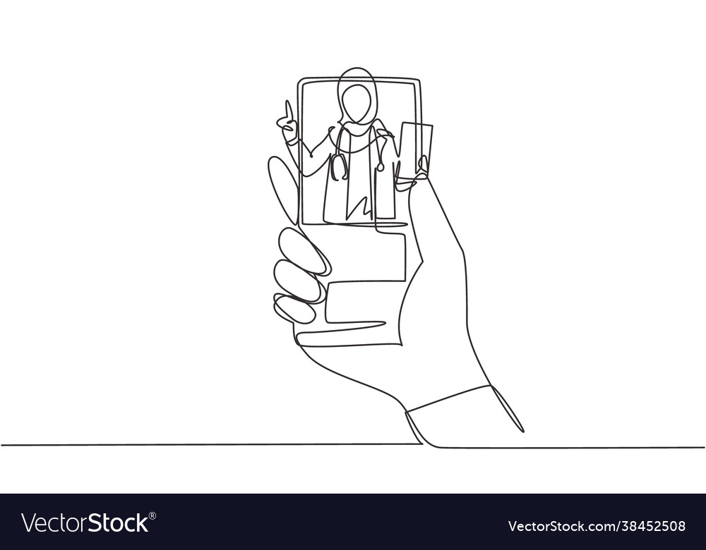 Continuous one line drawing hand holding Vector Image