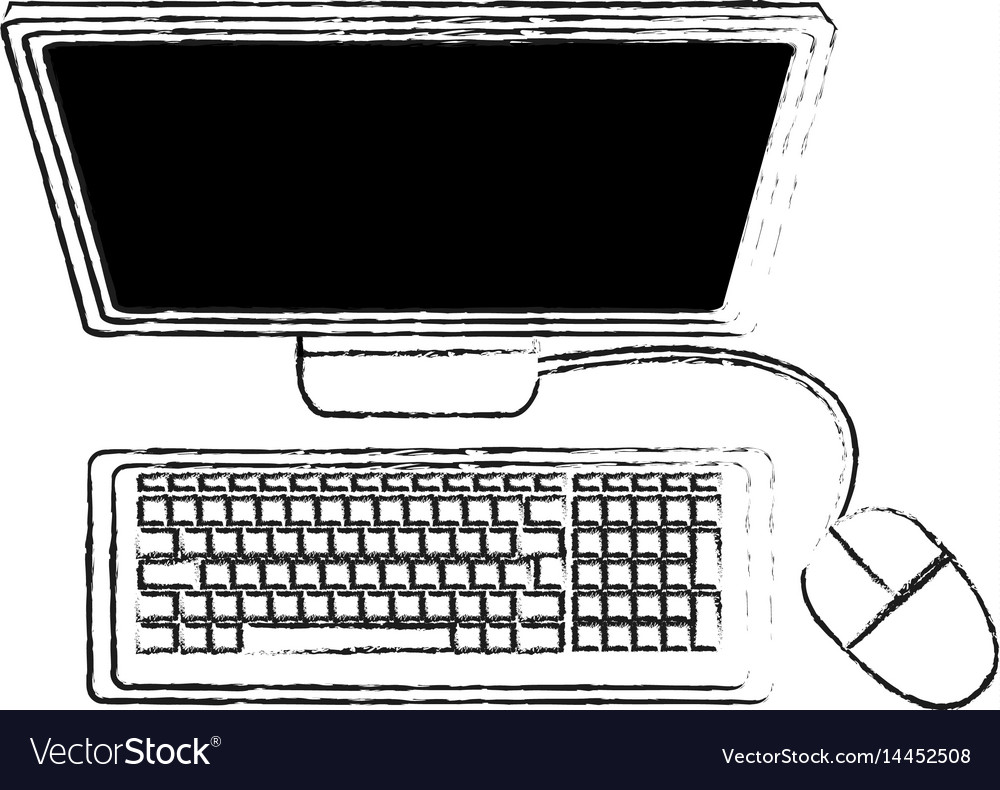 Desk computer with keyboard and mouse icon image Vector Image