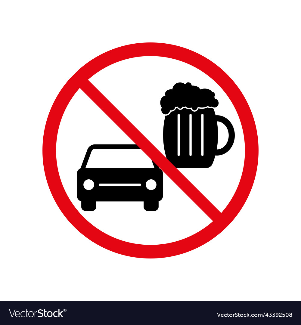 Drunk driving sign on white background Royalty Free Vector