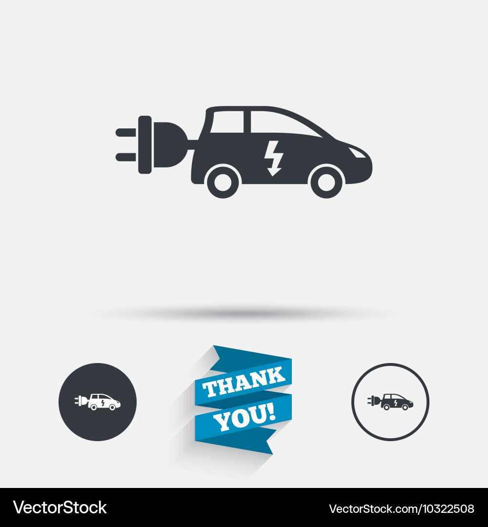 Electric car sign icon hatchback symbol Royalty Free Vector