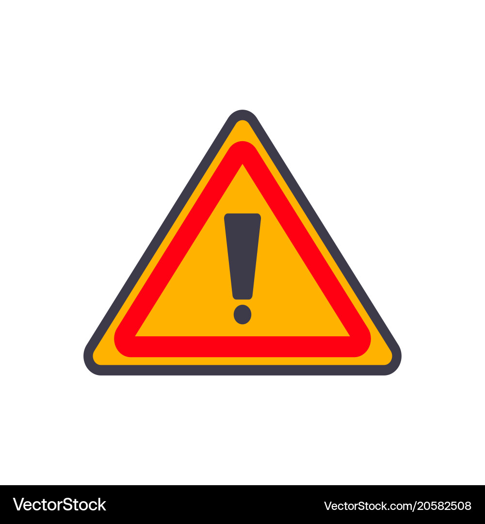 Exclamation danger road sign isolated on white Vector Image