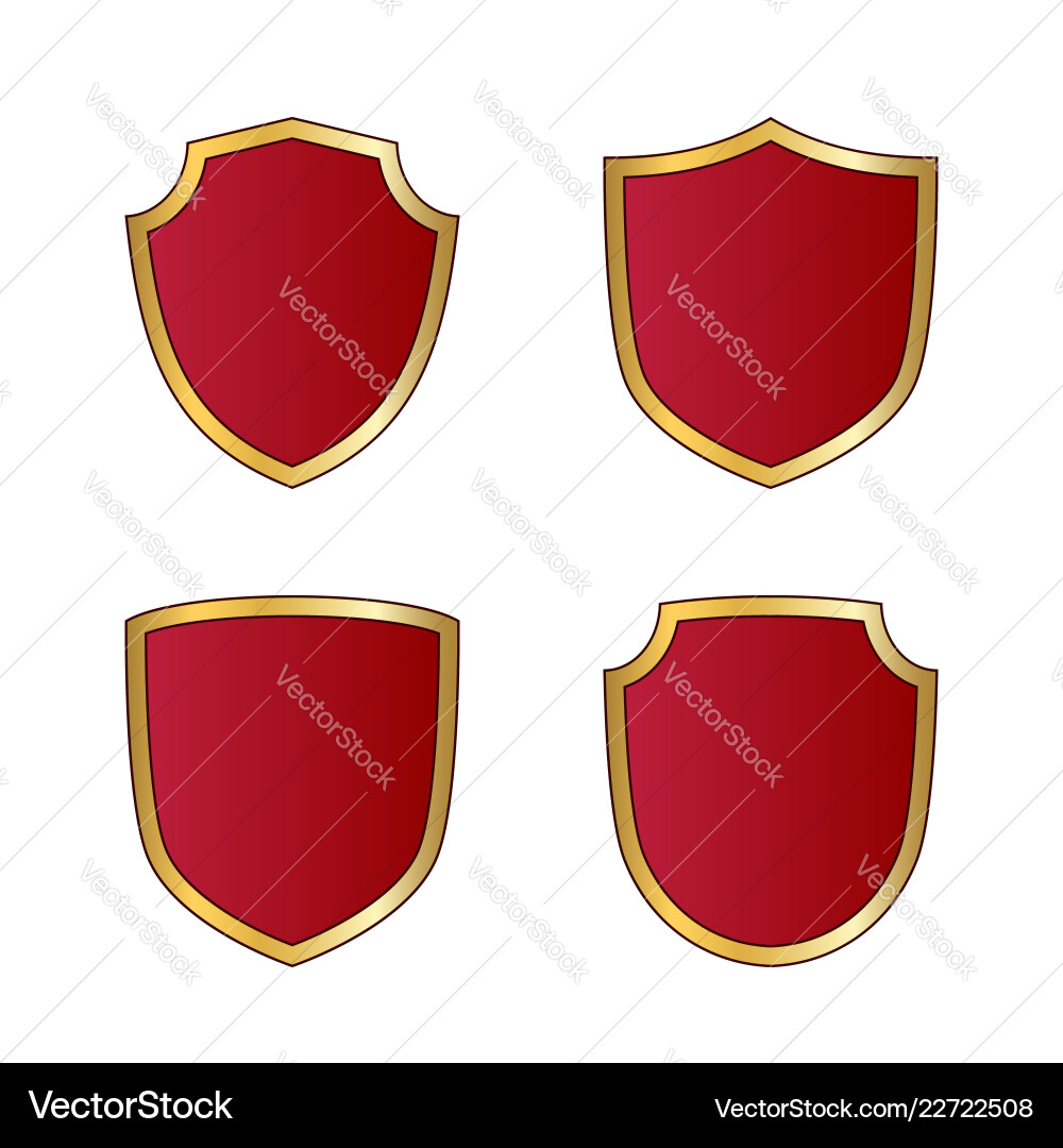 Gold and red shield shape icons set logo emblem Vector Image