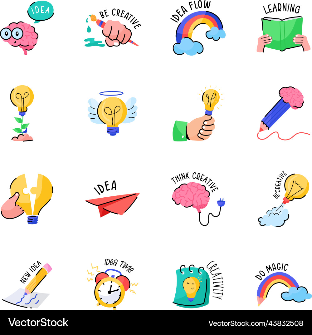 Modern flat icons of creative concept Royalty Free Vector