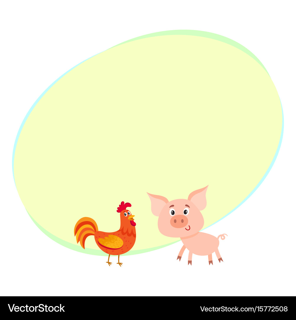 Poster label banner template with farm pig Vector Image