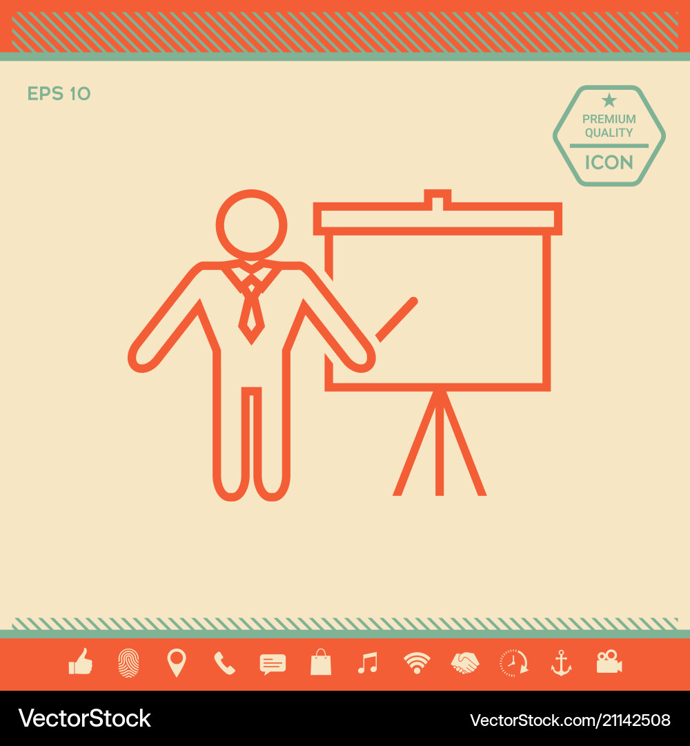 Presentation sign - line icon man standing Vector Image