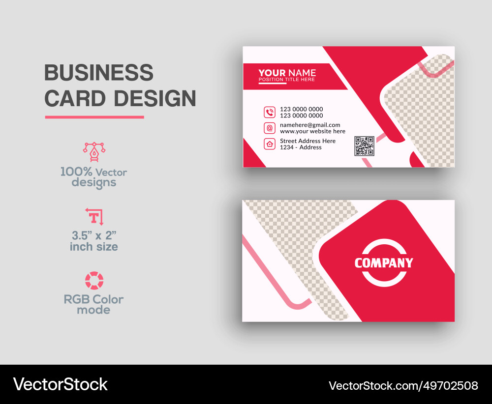 Red color business card design Royalty Free Vector Image