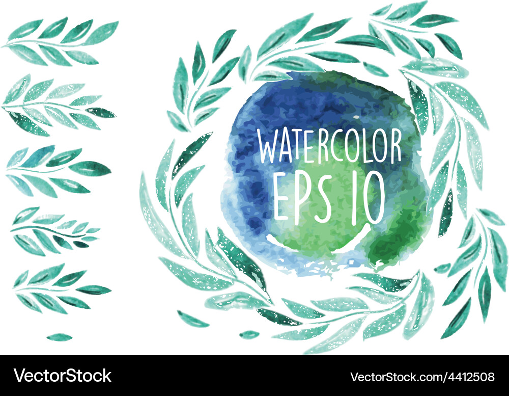 Set brush with green leaf Royalty Free Vector Image