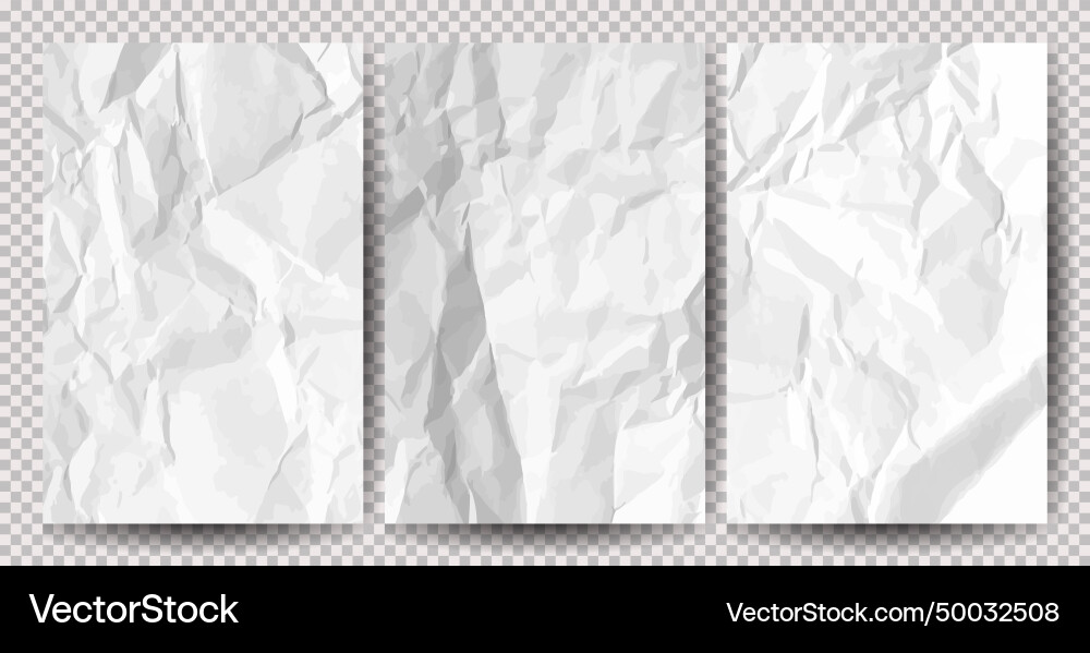 Set of white clean crumpled papers Royalty Free Vector Image