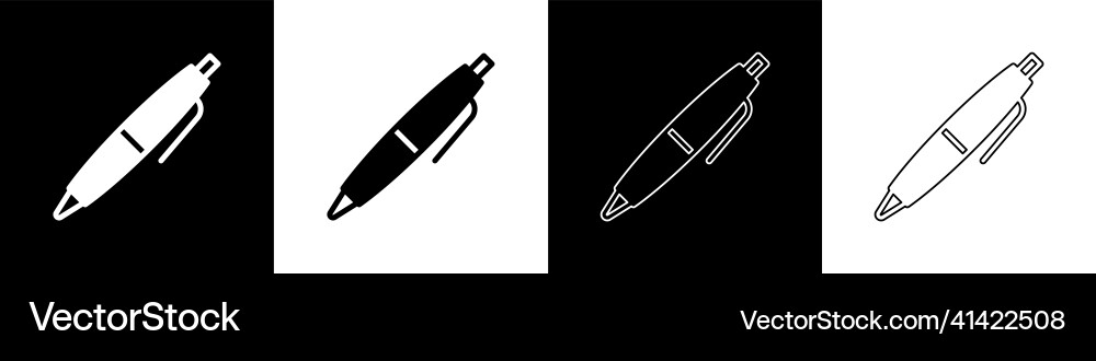 Set pen icon isolated on black and white Vector Image