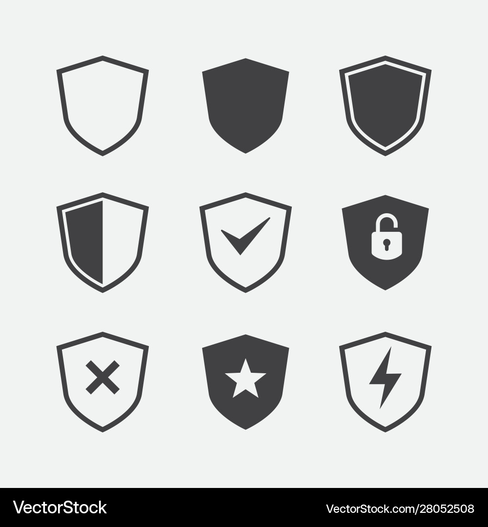 Shield icon set Royalty Free Vector Image - VectorStock
