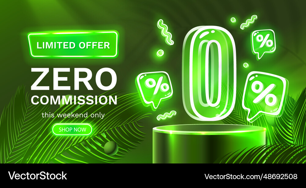 Zero commission limited offer percent sign Vector Image