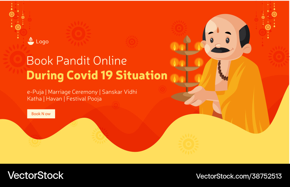 Banner design book pandit online Royalty Free Vector Image