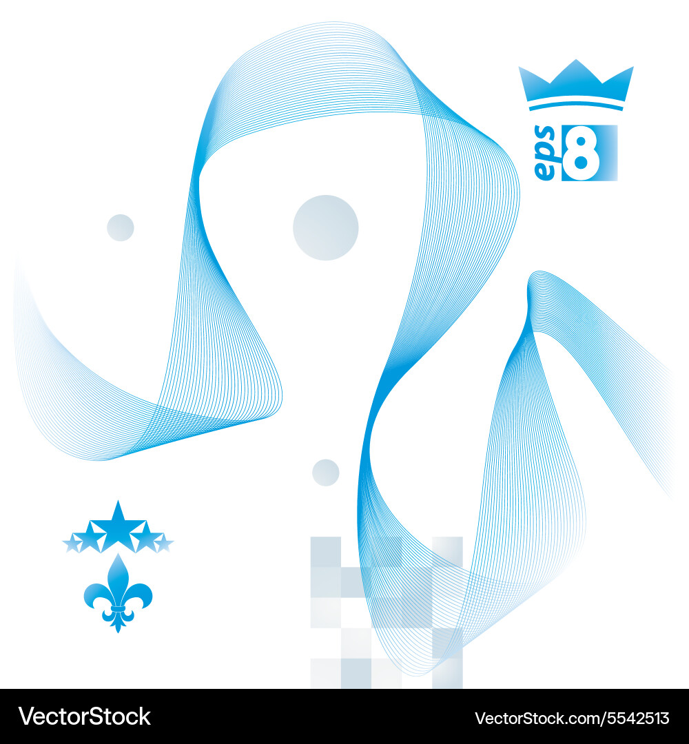 Blue dimensional motif elegant flowing curves Vector Image