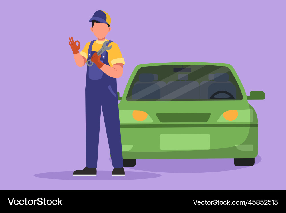 Character flat drawing male mechanic standing Vector Image