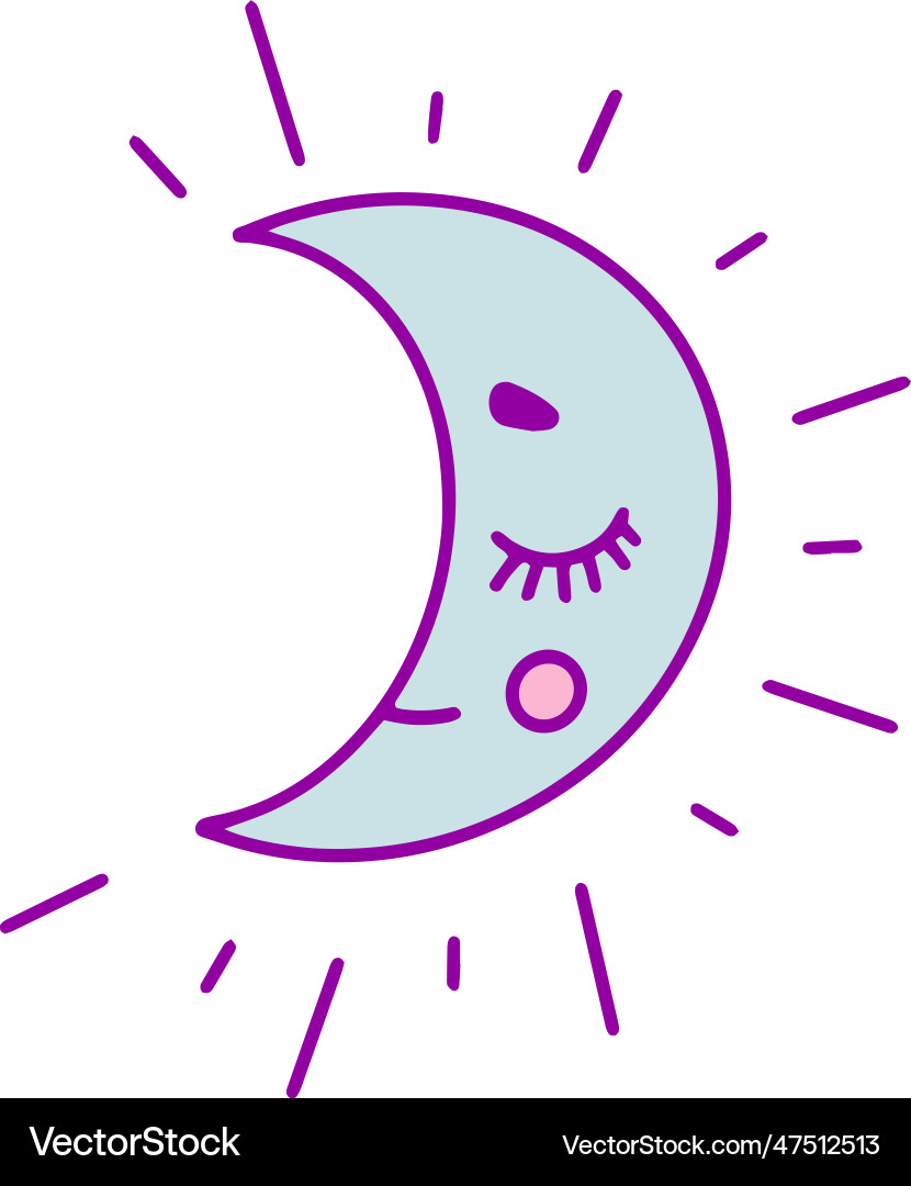 Cute moon sleep hand drawn cartoon Royalty Free Vector Image
