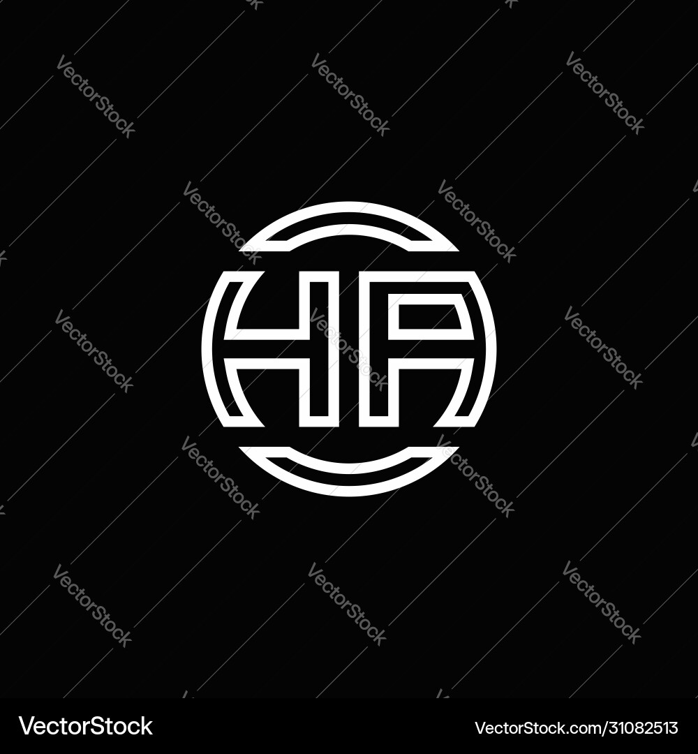 Ha logo monogram with negative space circle Vector Image