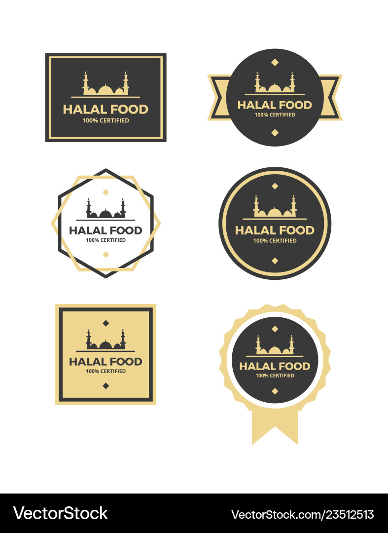 Halal label sign logo symbol Royalty Free Vector Image