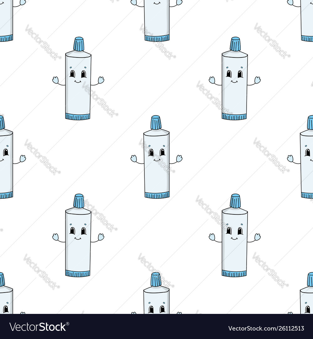 Happy toothpaste colored seamless pattern Vector Image