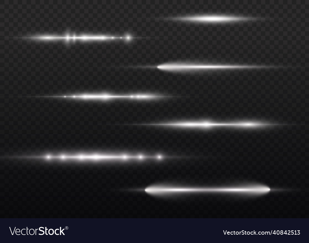 Horizontal light rays flash white line Royalty Free Vector