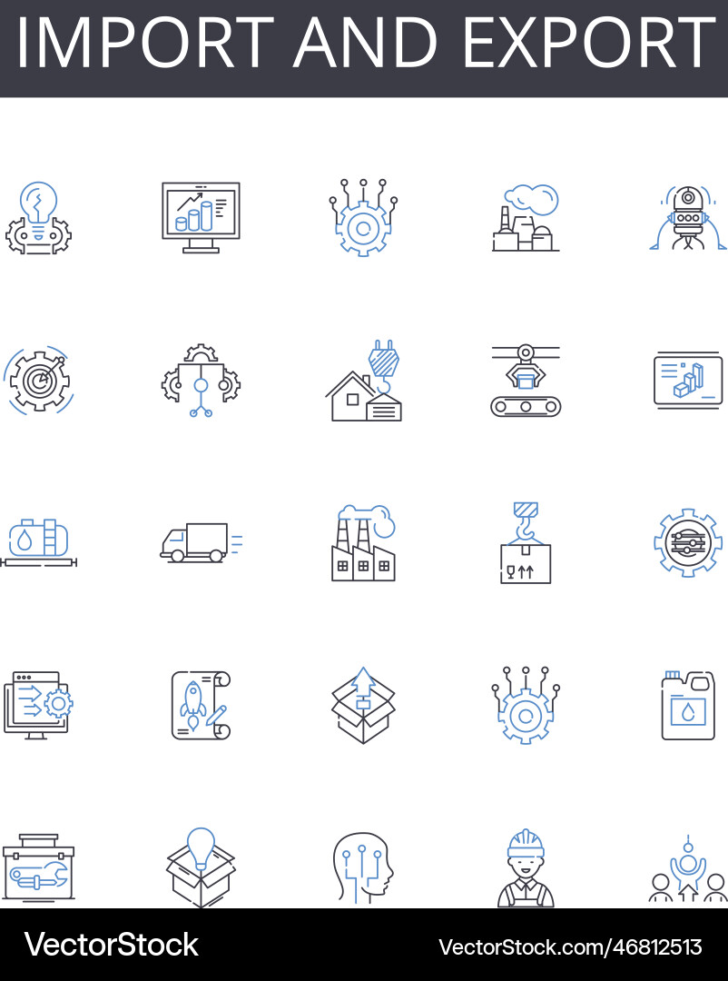 Import and export line icons collection trade Vector Image