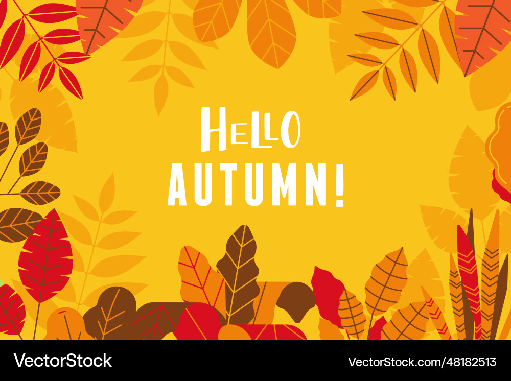 In simple flat style with autumn leaves Royalty Free Vector