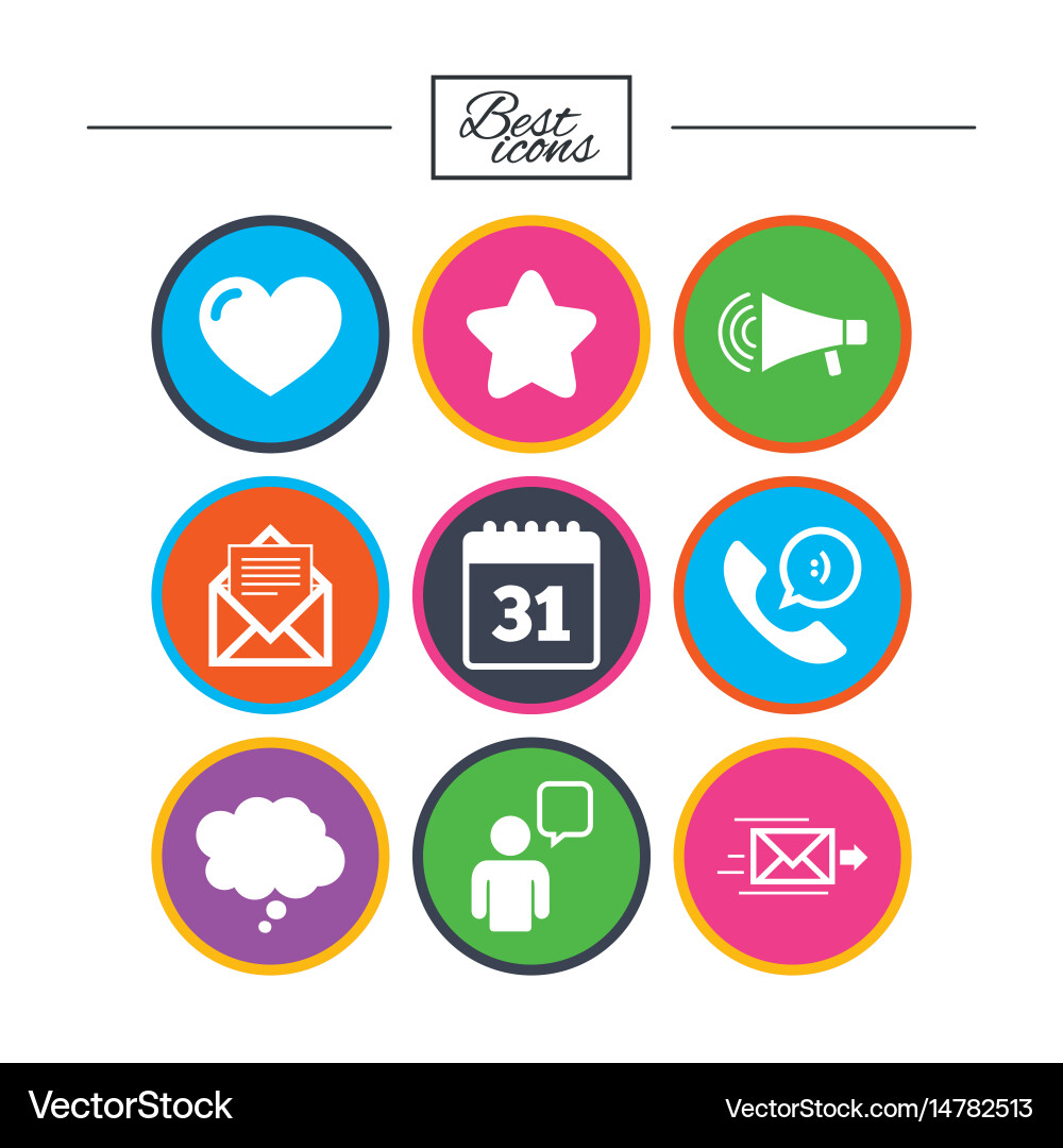 Mail contact icons communication signs Royalty Free Vector