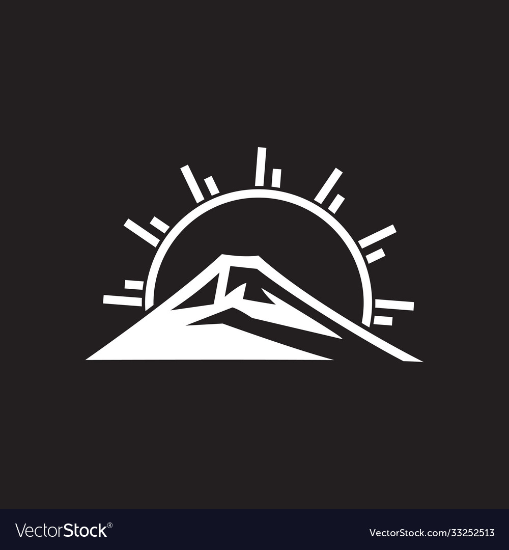 Mountain sun rays monogram logo Royalty Free Vector Image