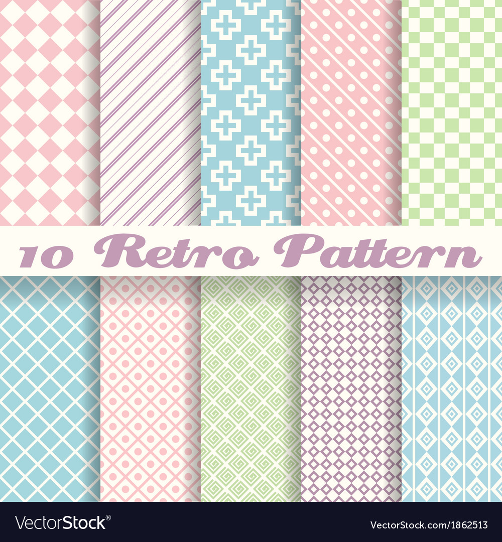 Pastel retro different seamless patterns tiling Vector Image Pastel retro different seamless patterns tiling Vector Image