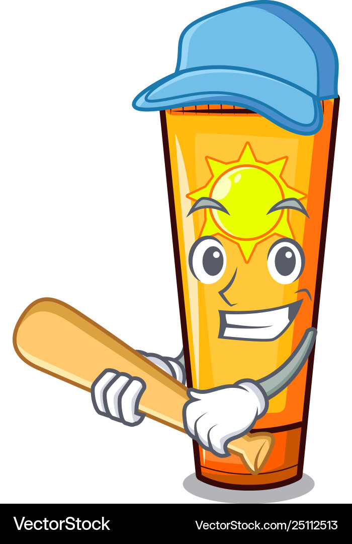 Playing baseball sun cream in mascot shape Vector Image