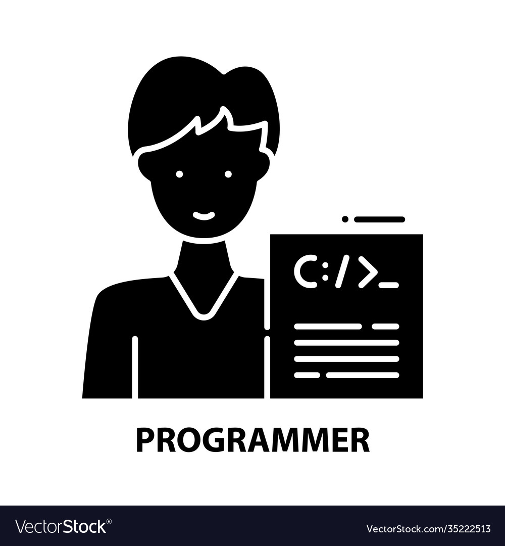 Programmer symbol icon black sign Royalty Free Vector Image