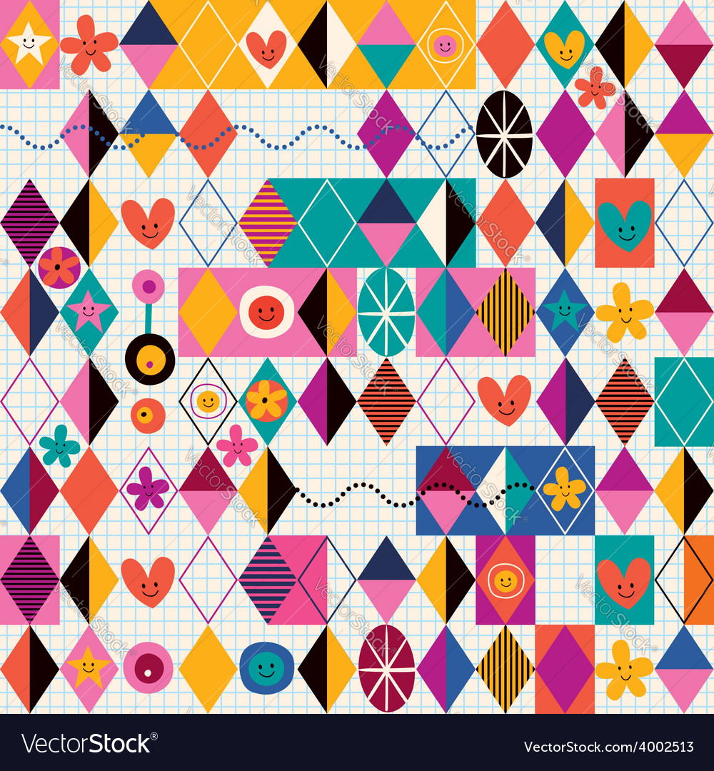 Retro style fun pattern Royalty Free Vector Image