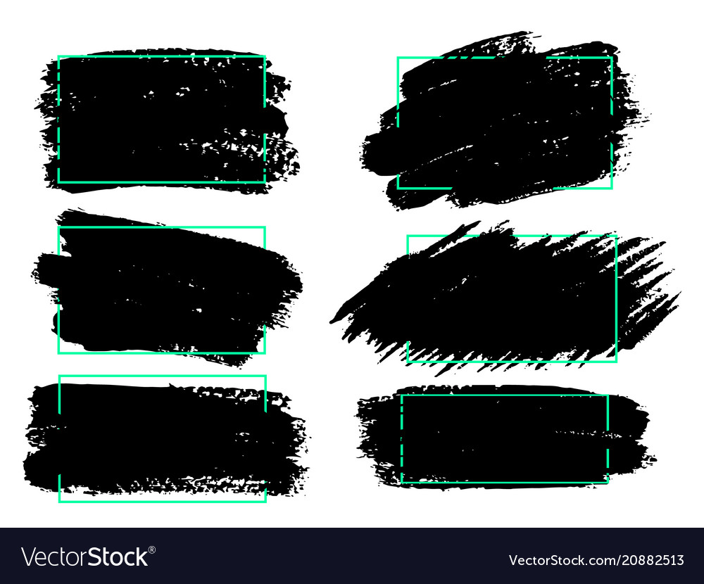Set of black paint ink brush strokes brushes lines