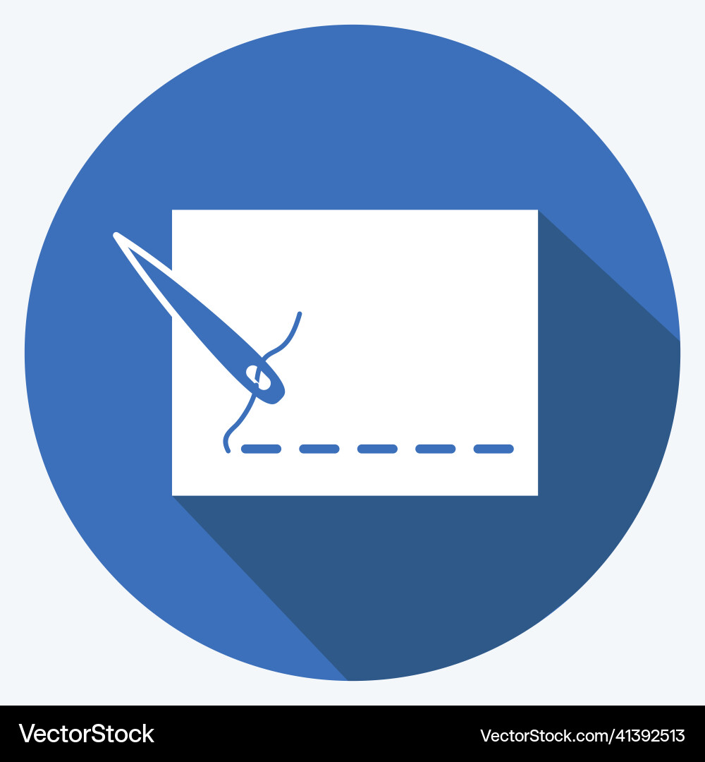 Stitching lines icon in trendy long shadow style Vector Image