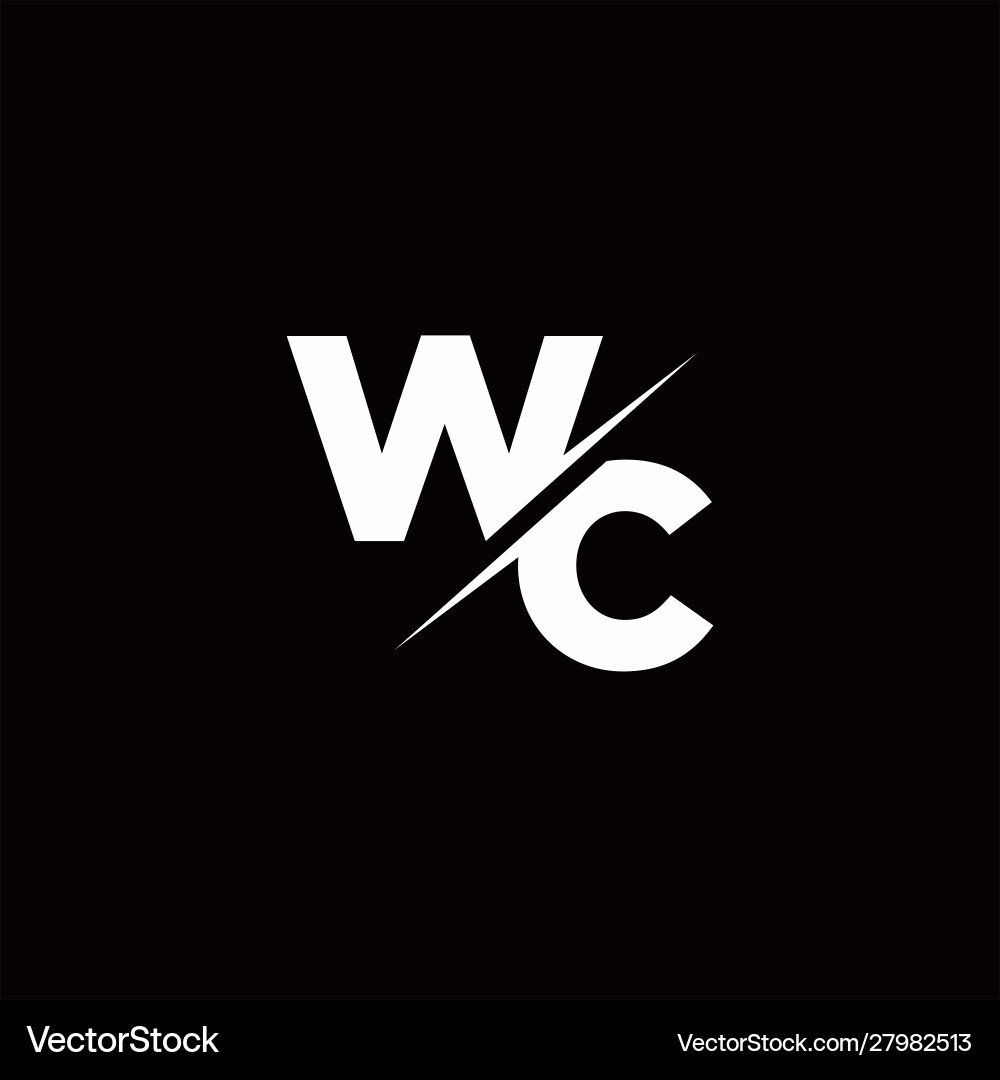 Wc logo letter monogram slash with modern logo Vector Image