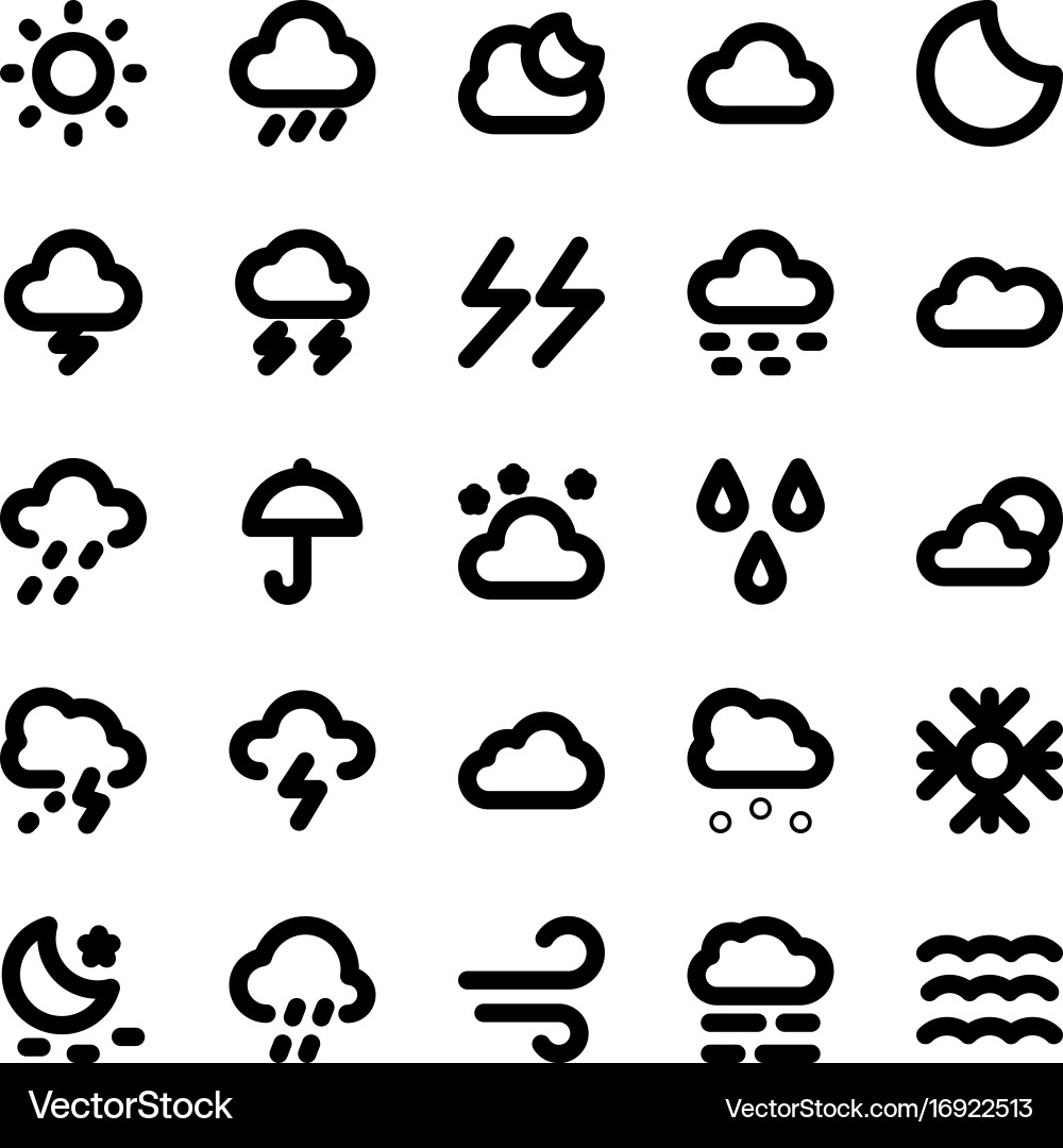 Weather line icons set 1 Royalty Free Vector Image