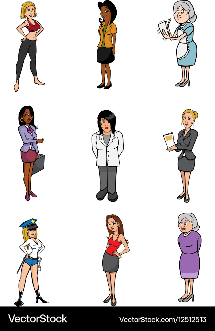 Women cartoons Royalty Free Vector Image - VectorStock