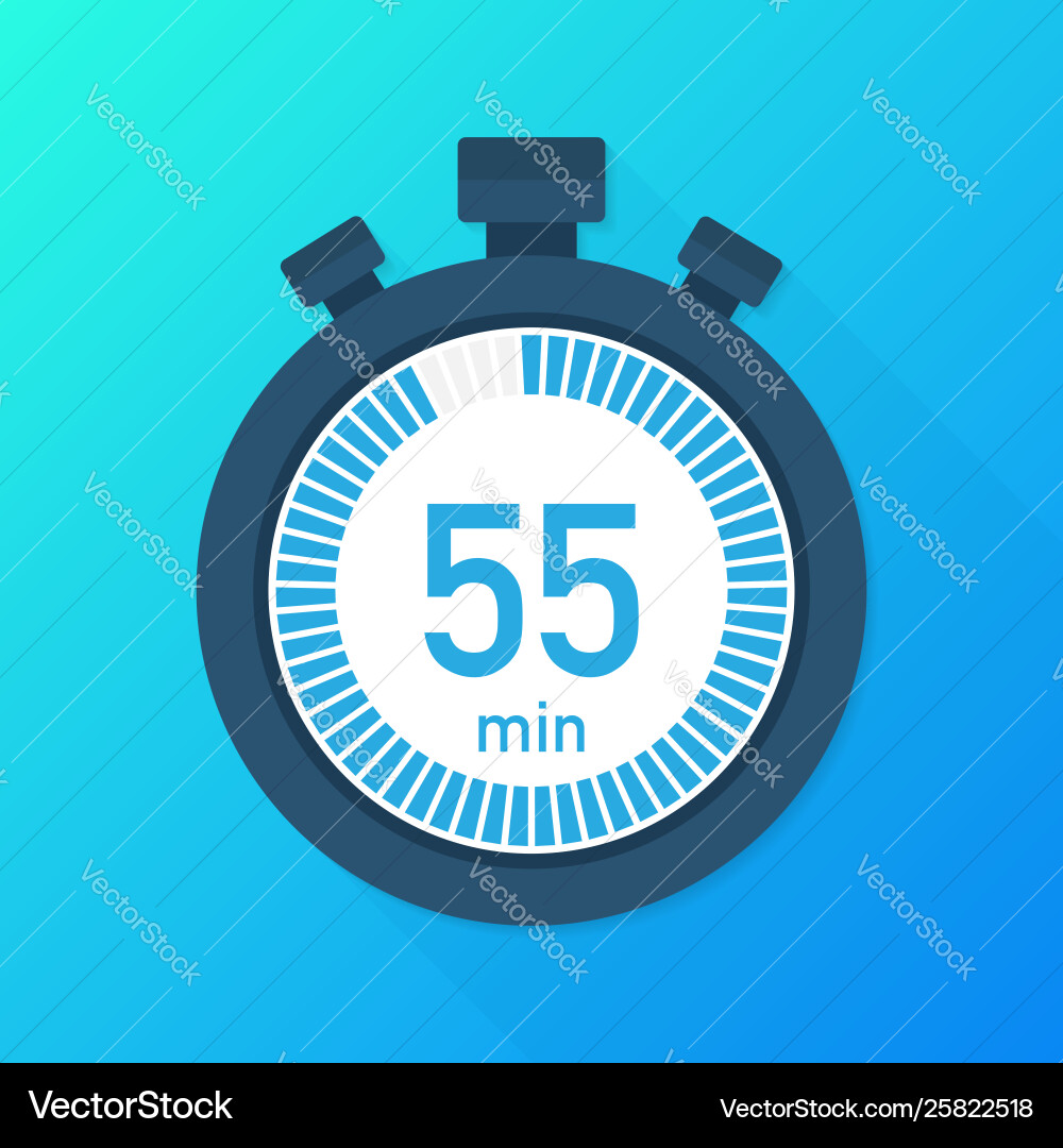 55 minutes stopwatch icon Royalty Free Vector Image