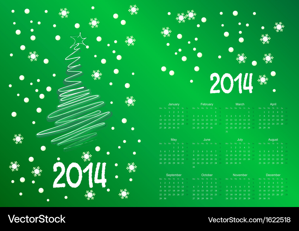 Calendar to a new 2014 year Royalty Free Vector Image