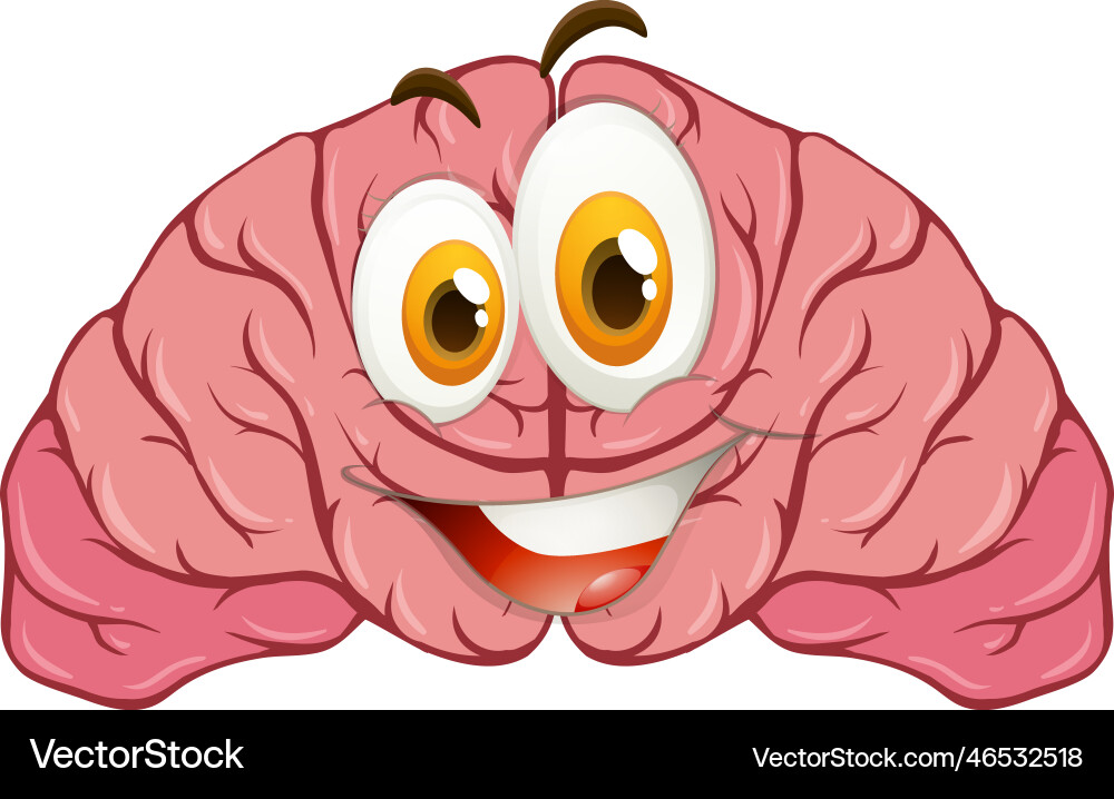 Cartoon human brain with facial expression Vector Image