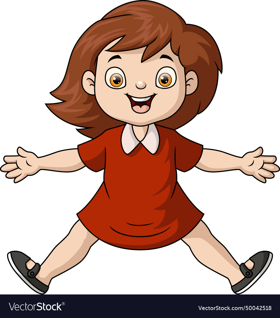 Cute little girl cartoon on white background Vector Image