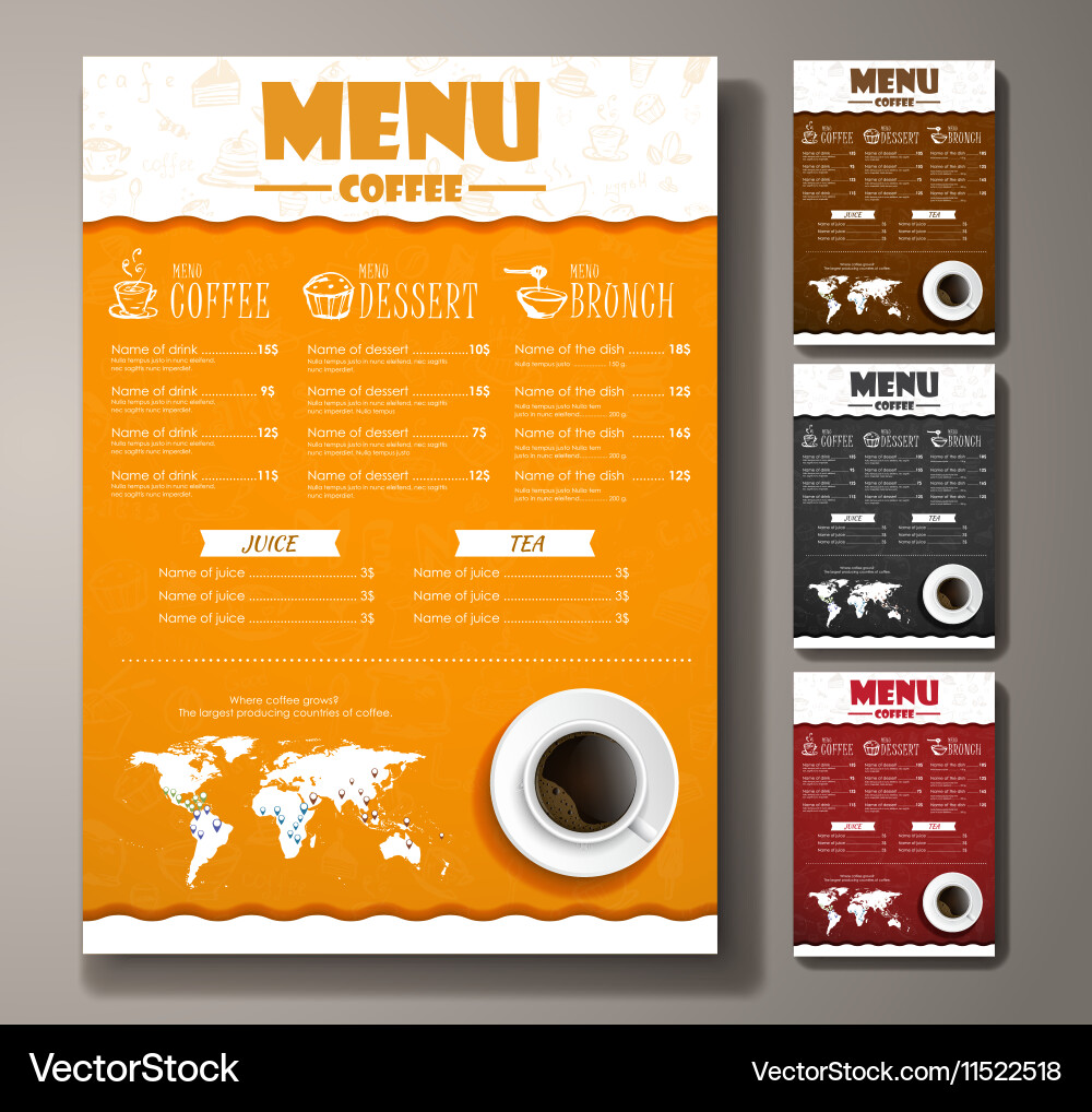 Design a menu for the cafe shops or coffee Vector Image