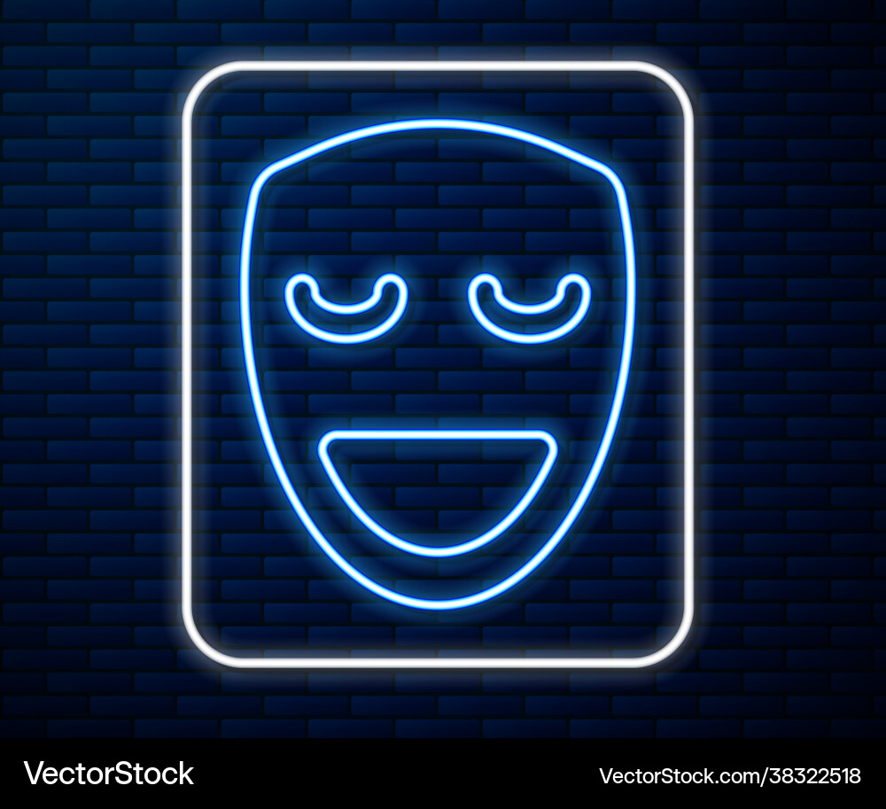 Glowing neon line comedy theatrical mask icon Vector Image