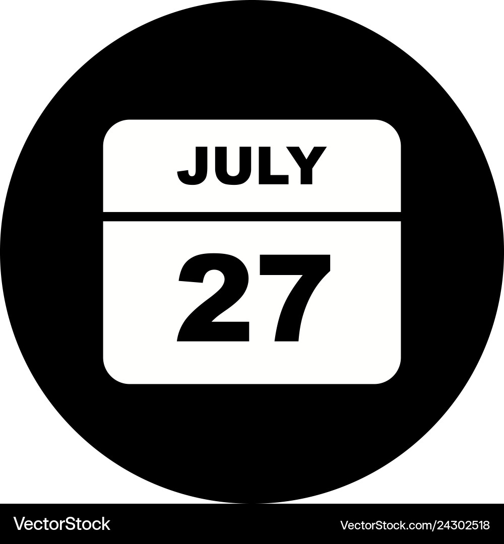 July 27th date on a single day calendar Royalty Free Vector