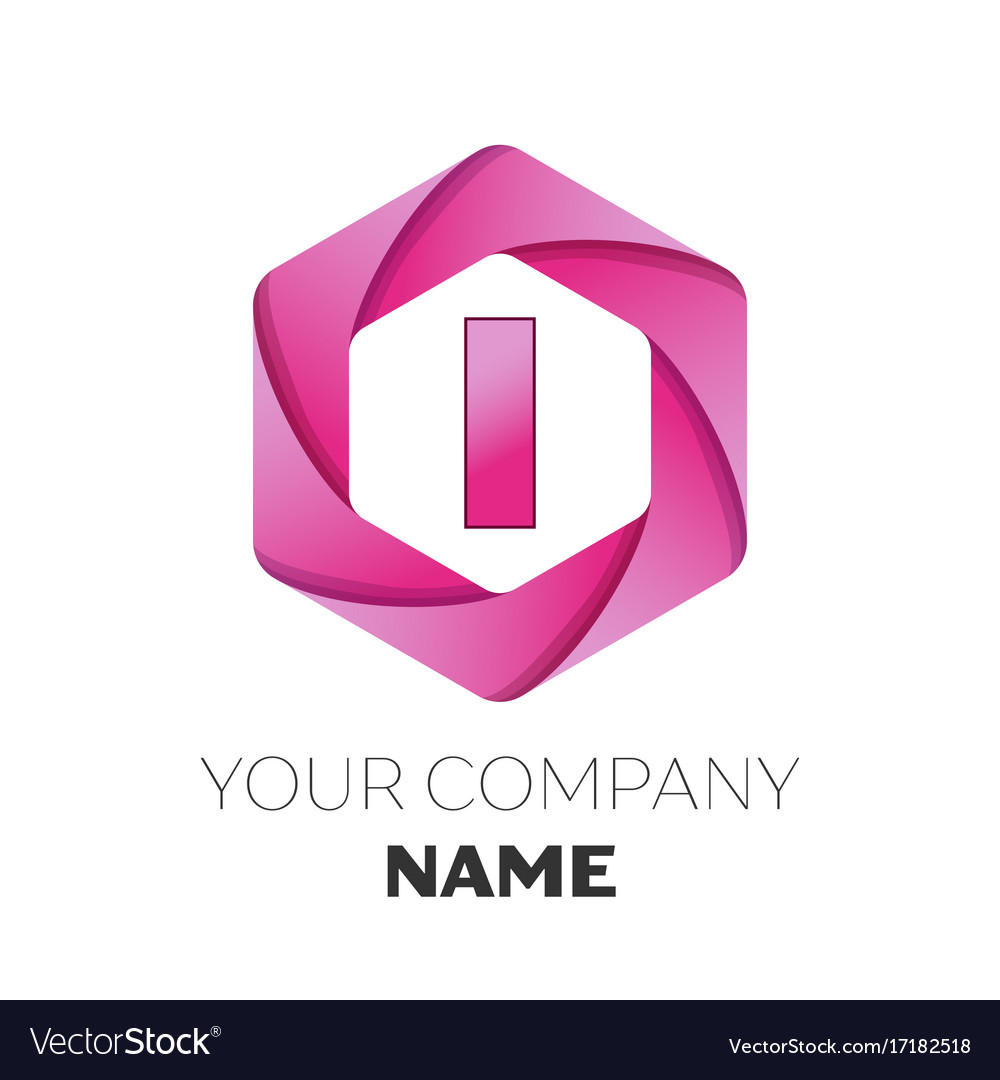 Letter i logo symbol on colorful hexagonal Vector Image