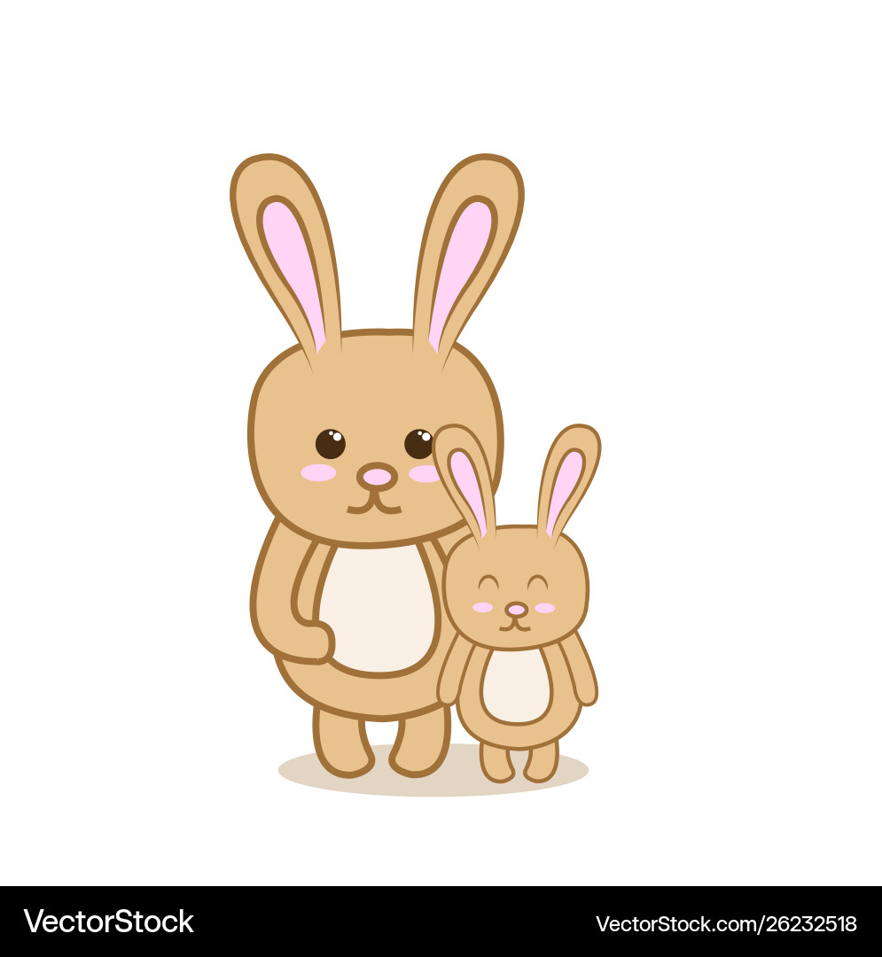 Mom rabbit with her little son Royalty Free Vector Image