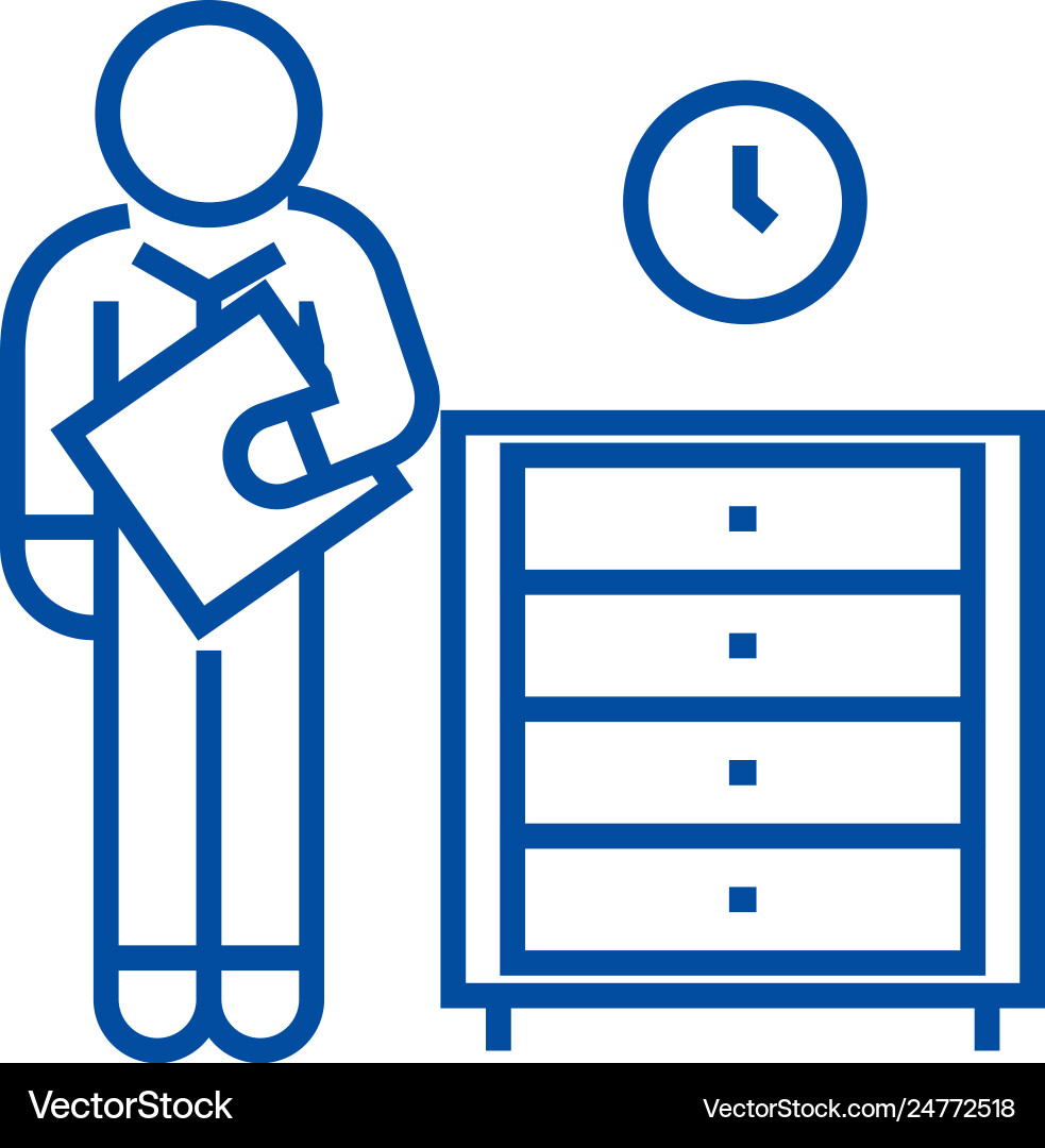 Office archive archiver line icon concept Vector Image