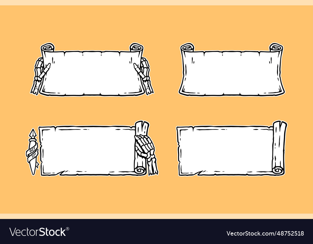 Old paper scroll parchment with skull hand Vector Image